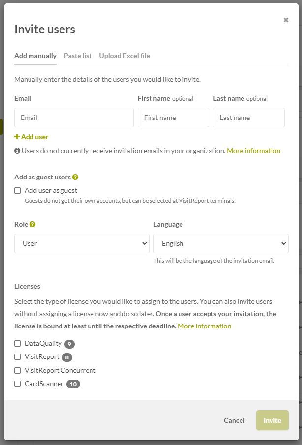 How do I invite other users How do I invite other users